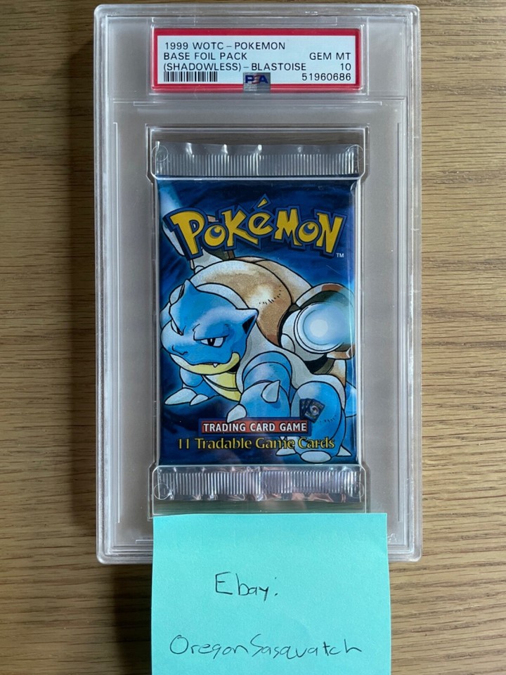 Pokémon PSA 10 Base Set Long-Crimp True Shadowless Booster Pack Set (3 ...