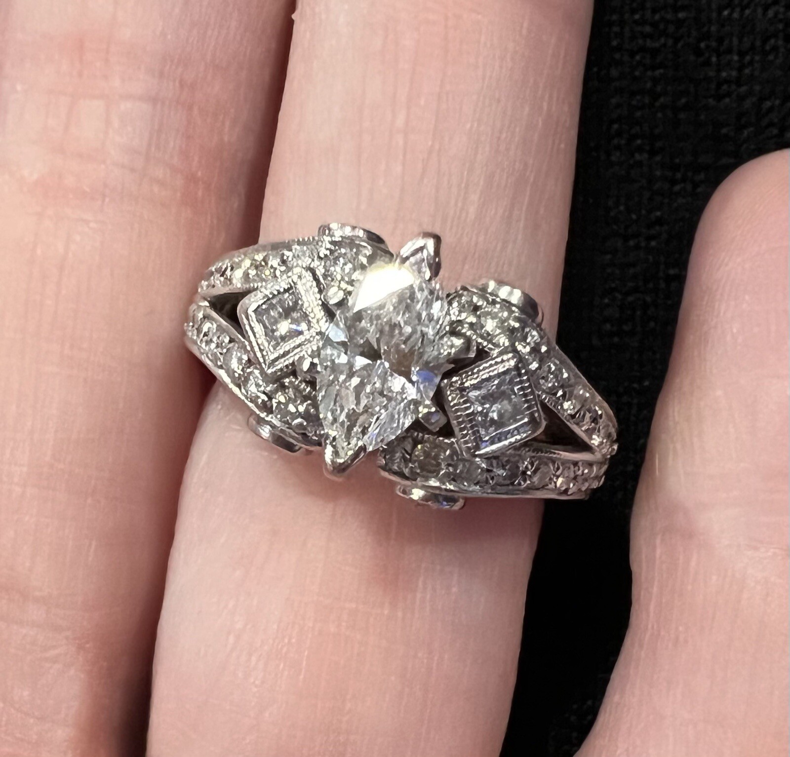 Antique 2 Carat Magic Glow Diamond Engagement Ring - Gem