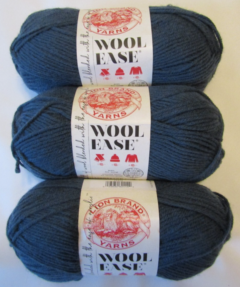 Lion Brand Wool Ease Wool Blend Denim Yarn - 197yd/180m - #4 Weight - 3 ...