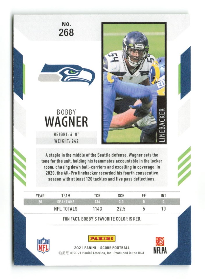 2021 Score Bobby Wagner #268 Purple Seattle Seahawks | eBay
