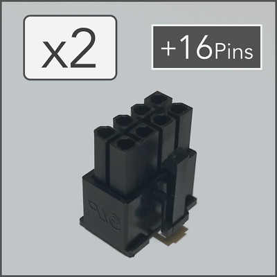 x2 8 pin Female PCI-e GPU Power Connector Socket - Black + 16 Pins ...