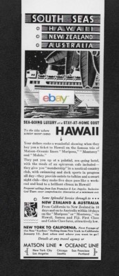 MATSON NAVIGATION CO OCEANIC STEAMSHIP CO TO SOUTH SEAS-HAWAII 1932 ...