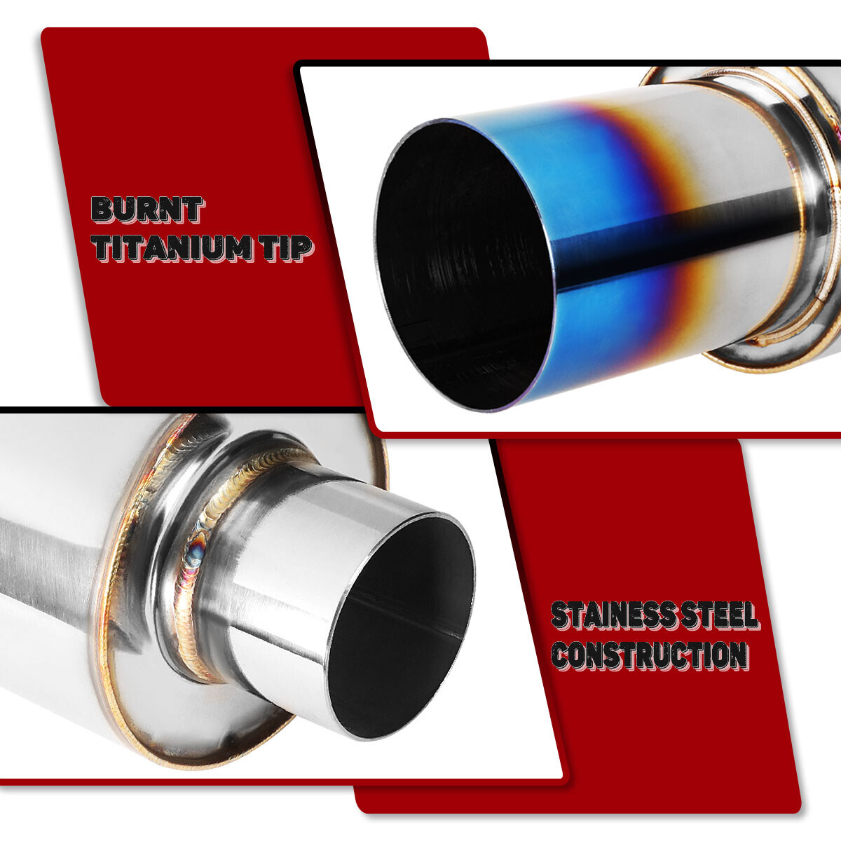 Stainless Steel 2.25" Inlet 3" Outlet Straight Through Exhaust Muffler ...