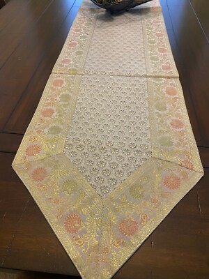 Table Runner Silver Dining Decor 80 Inch Runner Paisley Silk Elegant ...