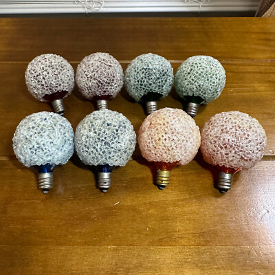 8 Vintage GE Lighted Ice Christmas Bulbs 2 Red Green Blue Amber General ...