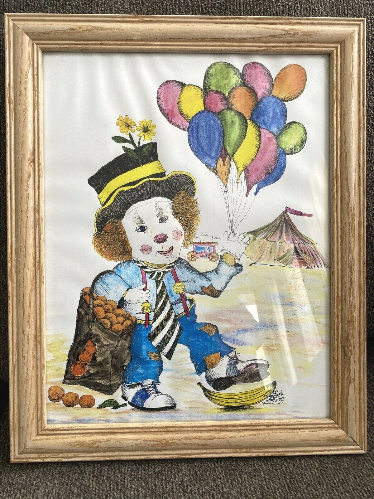 Tony Ryals Signed Original Painting 1985 Vintage Classic Clown Art Kid ...