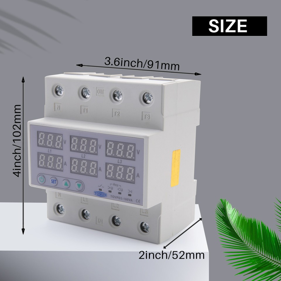 DIN Schiene 3 Phasen Spannung Relais 380V Voltmeter Amperemeter ÜBer ...