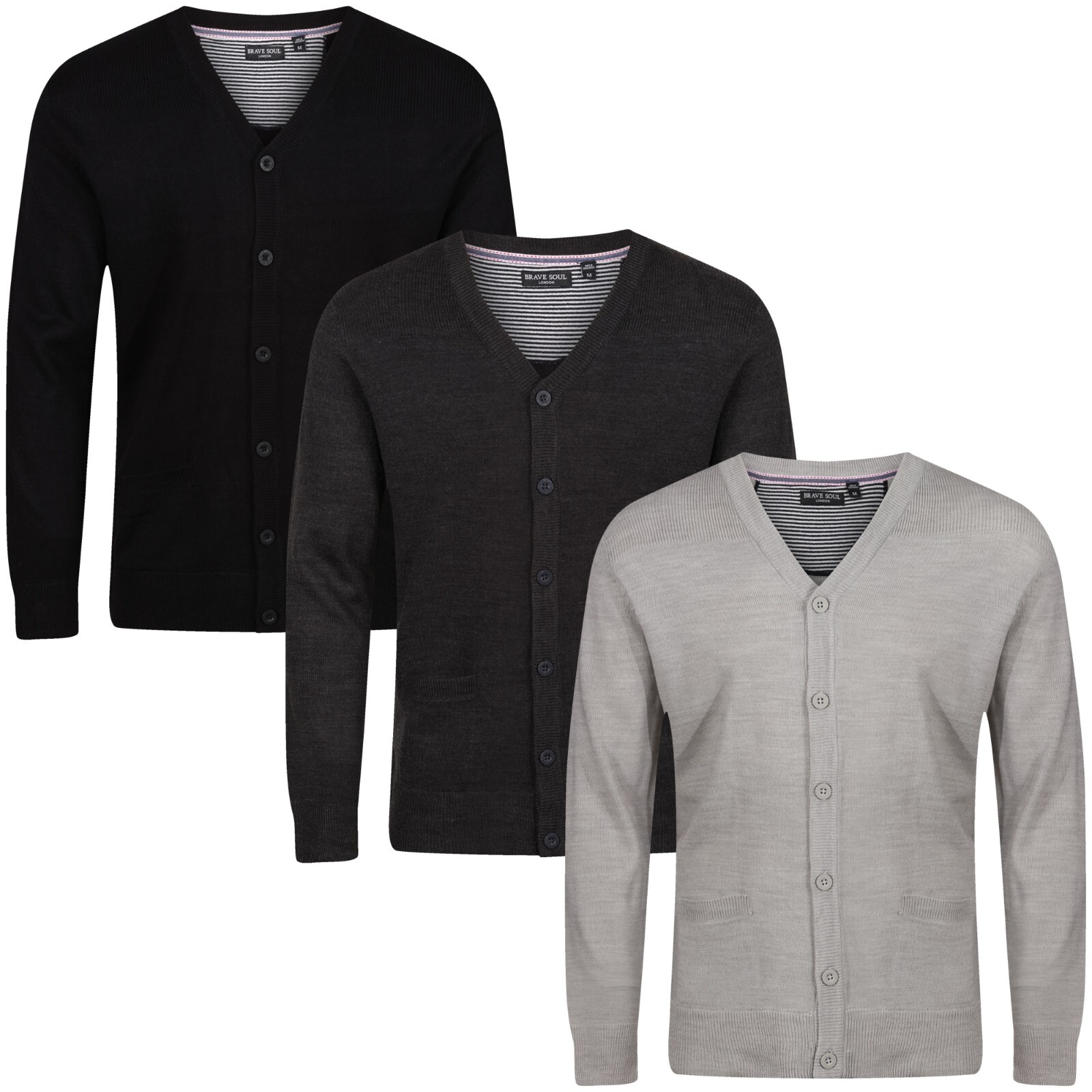 New Mens Cardigan Knit Long Sleeve Button Up Jumper Sweater Warm Top ...