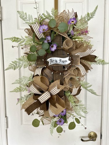 Easter Wreath swag, Cross Wreath, Religious Wreath , Cross Swag | eBay