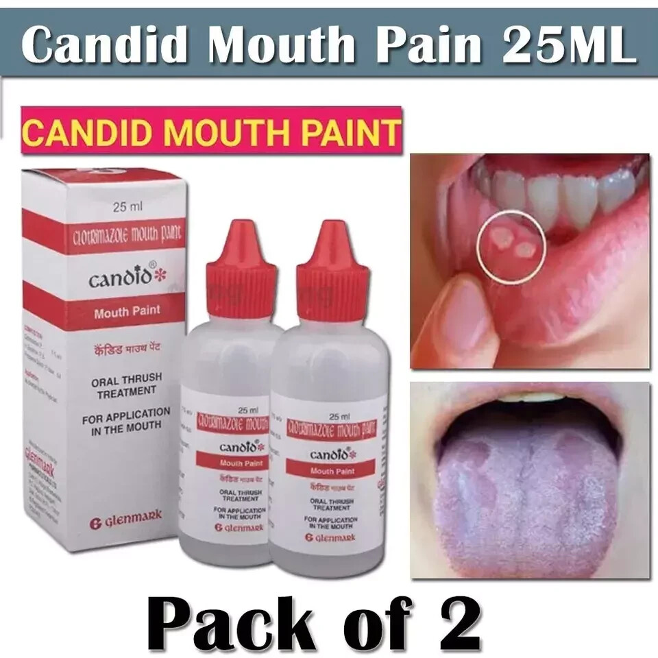 2 X CANDID MOUTH PAINT FOR ORAL THRUSH TREATMENT FOR KILLS FUNGAL ...
