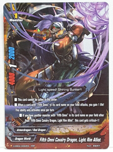 Buddyfight Fifth Omni Cavalry Dragon, Light Rim Alliot H-EB04/0062EN ...