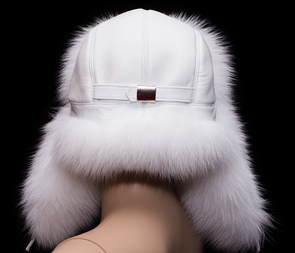 Arctic Shadow White Fox Fur Frost White Leather Handmade Men Trapper ...