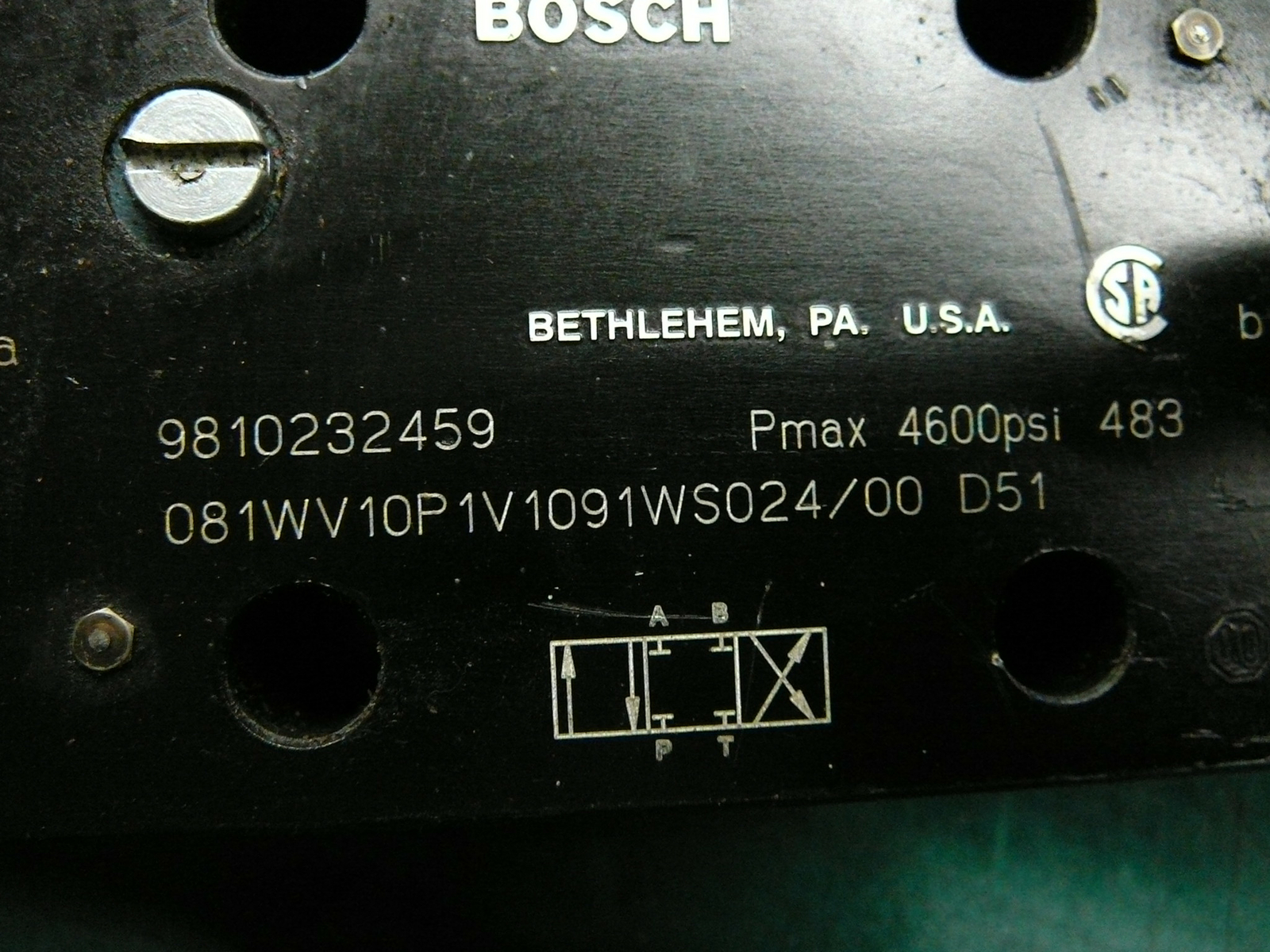 BOSCH 9810232459 DIRECTIONAL VALVE W/ (2) 1837001140 ...