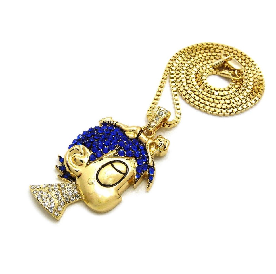 ICED LIL UZI VERT CARTOON Bling PENDANT W/ 24" Various Chain Hip Hop ...