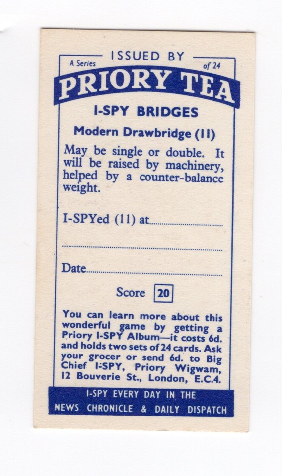 Types of Bridge Card 1959 Modern Drawbridge | eBay