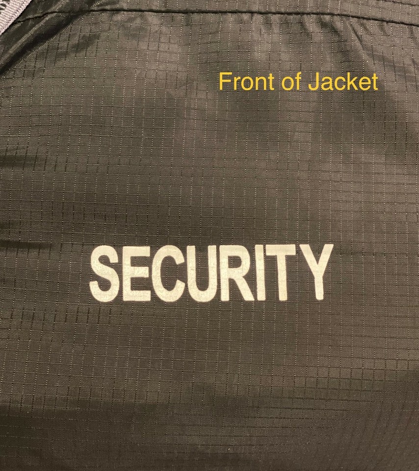 Black Security Guard Officer Windbreaker Zipper Light Rain Jacket Coat ...