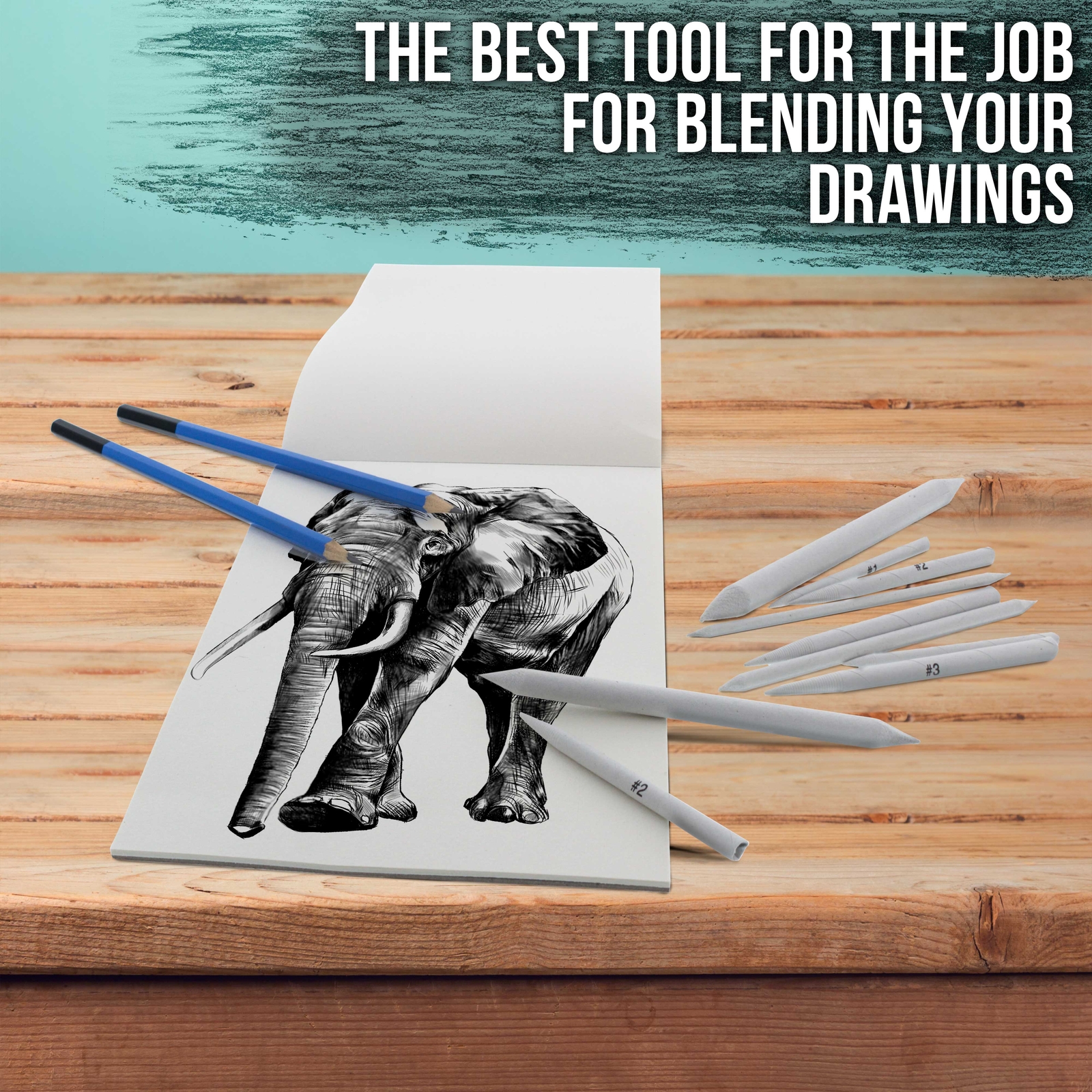 US Art Supply 10pc Blending Stump Tortillon Stick Set Pastel Chalk ...