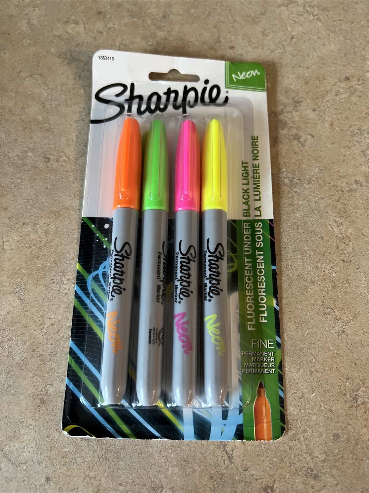 Sharpie Permanent Markers F Pt New In Pk 4 Asst Neon Flourescent Colors ...