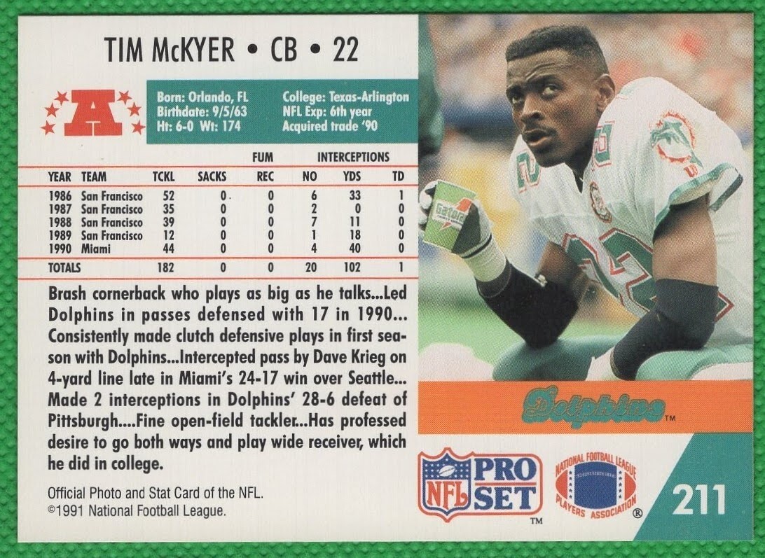 1991 Pro Set - No Trade Box #211 Tim McKyer for sale online | eBay