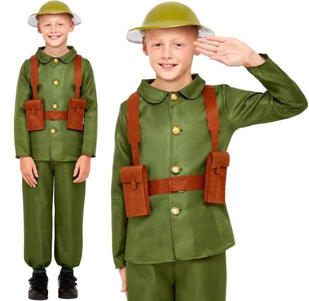 Childs WW1 Army Soldier Fancy Dress Costume Boys Soldier Uniform New by ...