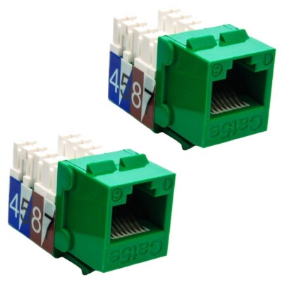 2 Pcs Cat5E RJ45 Ethernet LAN Network Keystone Jack 110 Punch Down Snap ...