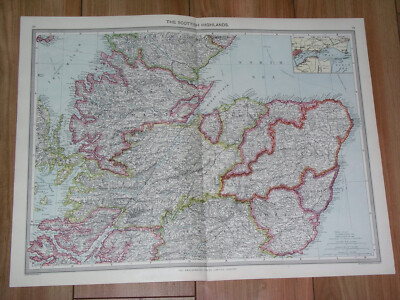 Pre-1900 - Bartholomew's Antique Scottish County Map Scotland