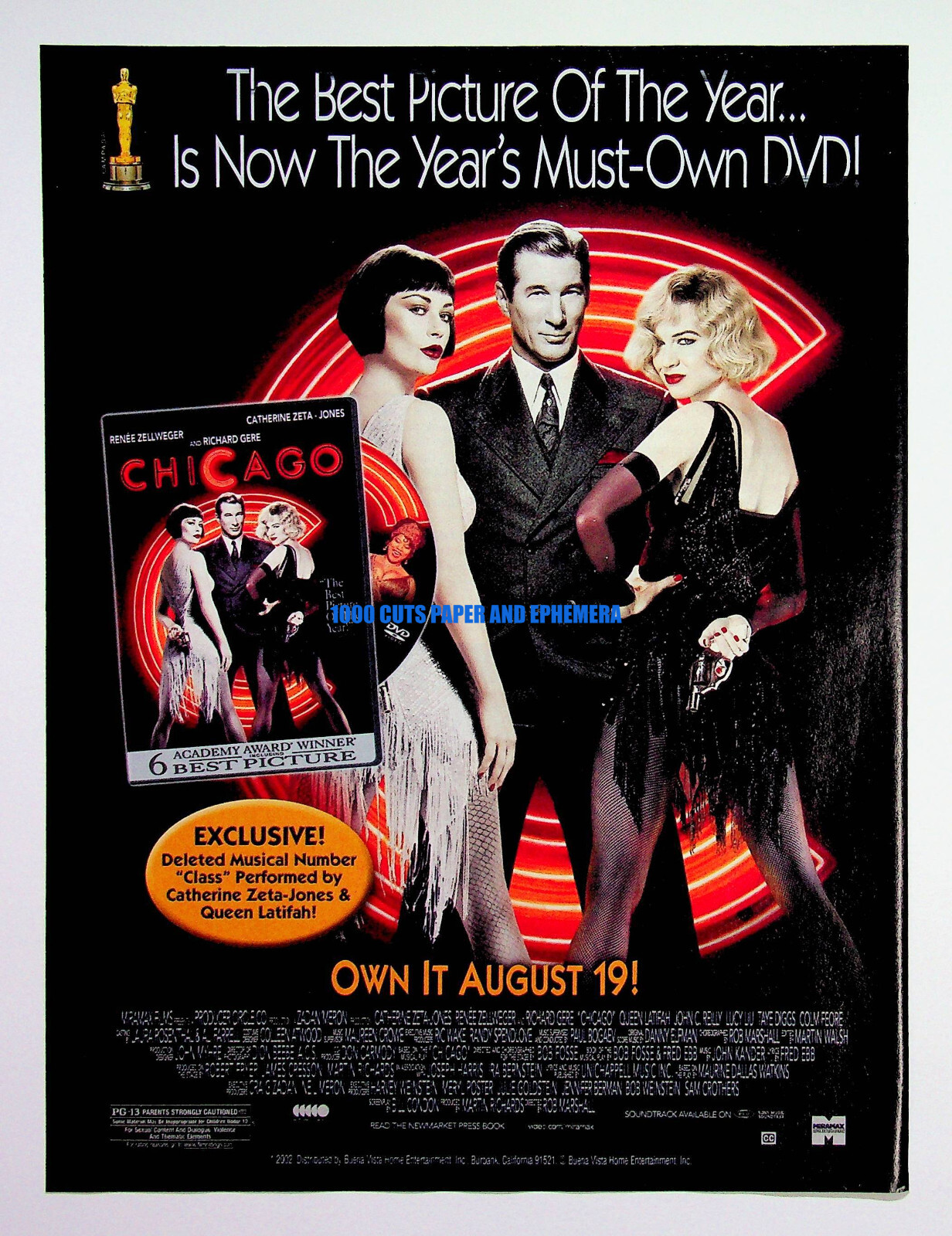 Chicago Miramax Films 2003 Richard Gere Trade Print Magazine Ad Poster ...