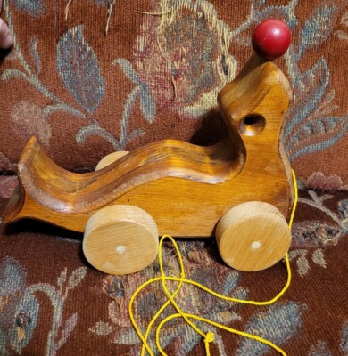 Handmade Wooden Seal Pull Toy Ball Moves Up And Down When Pulled | eBay