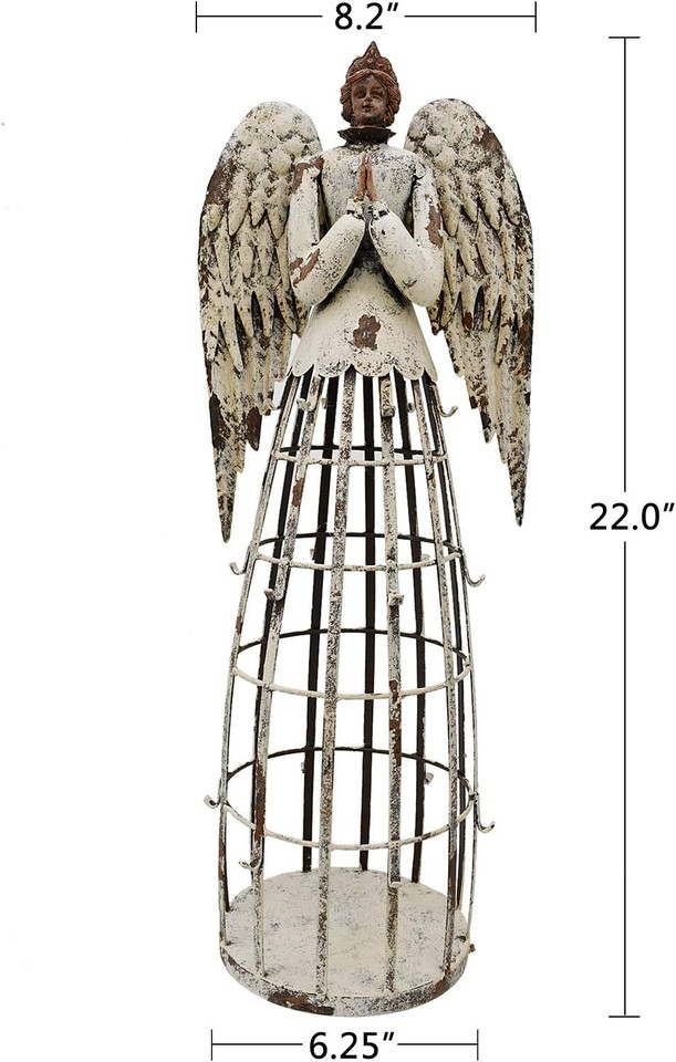 Linfevisi Garden Angel Statue Decor Rustic Metal Angel Sculpture Garden ...