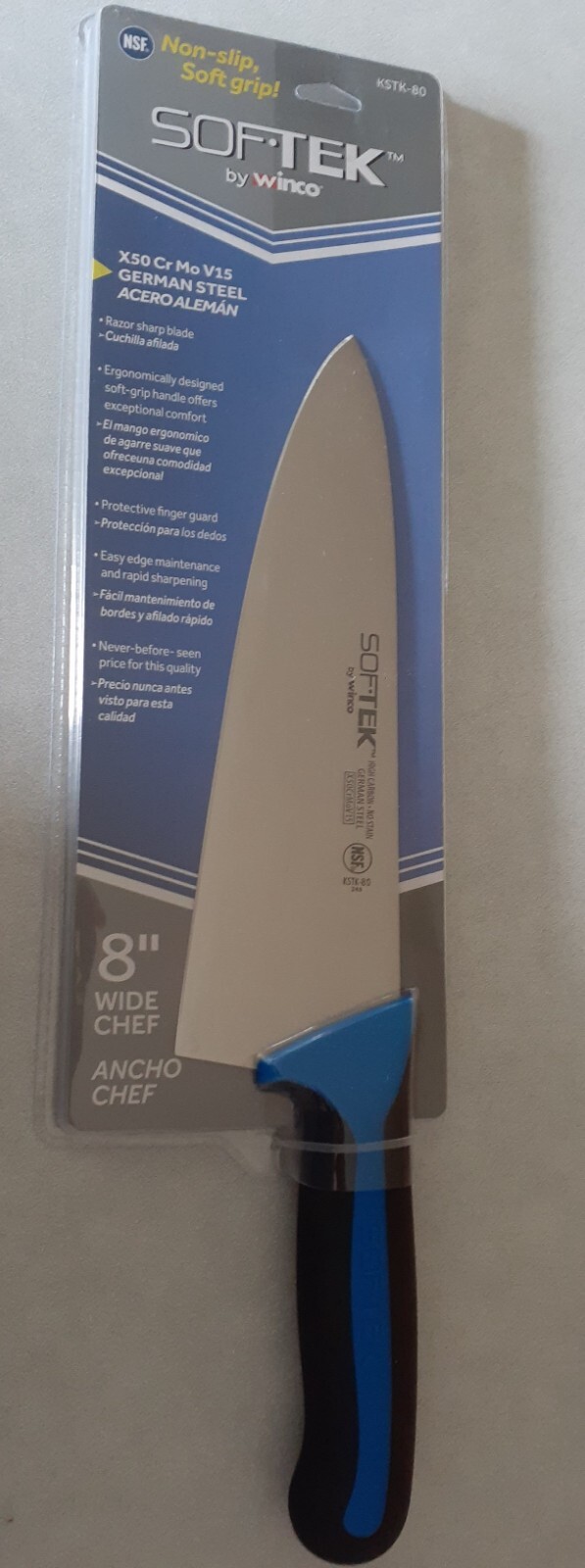 Winco Wide Chef Knife 8" blade Sof-Tek handle NSF Rated quality NEW ...