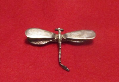 Vintage 925 Sterling Silver Dragonfly Pin Brooch Wings Open Three ...