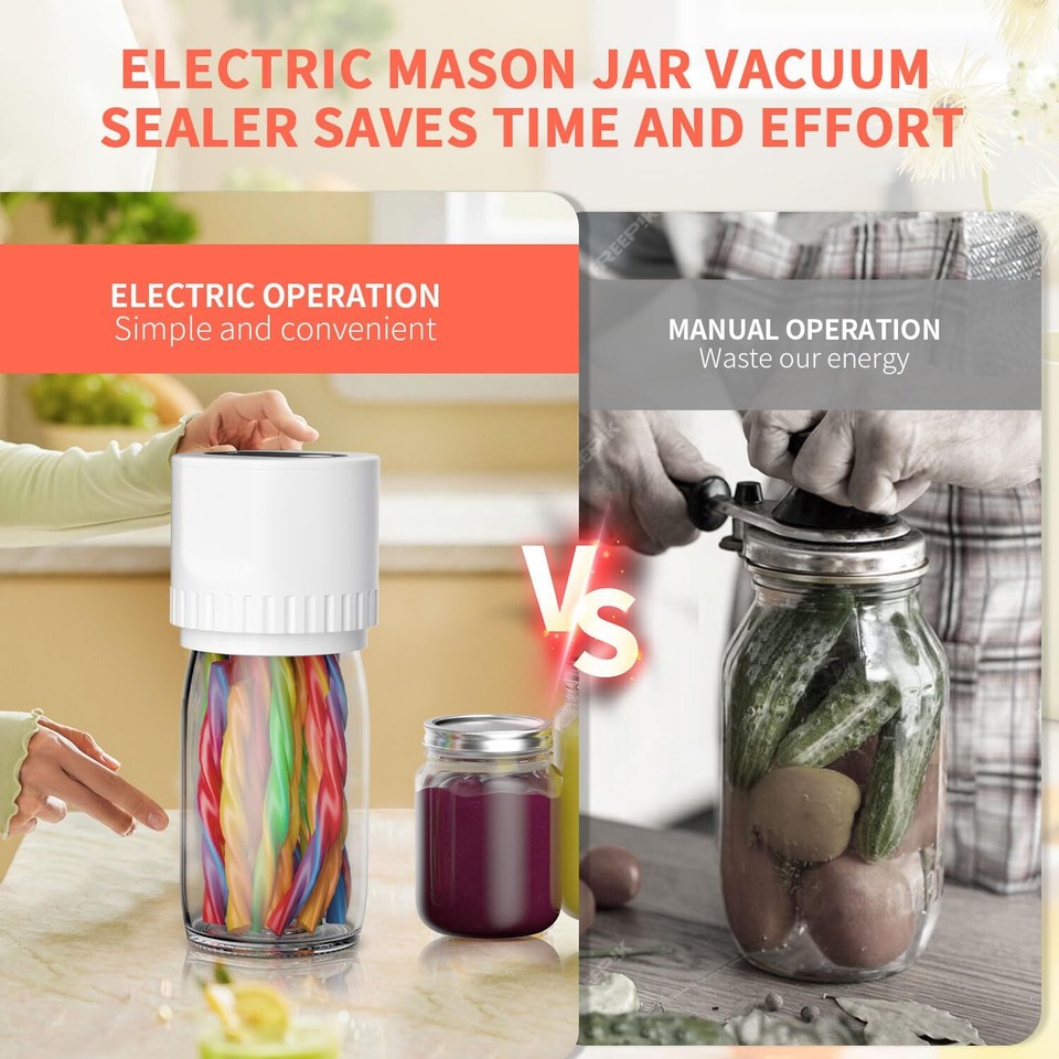 Mason Vacuum Sealer,20s Fully Automatic Everjar - Mason Jar Vacuum ...