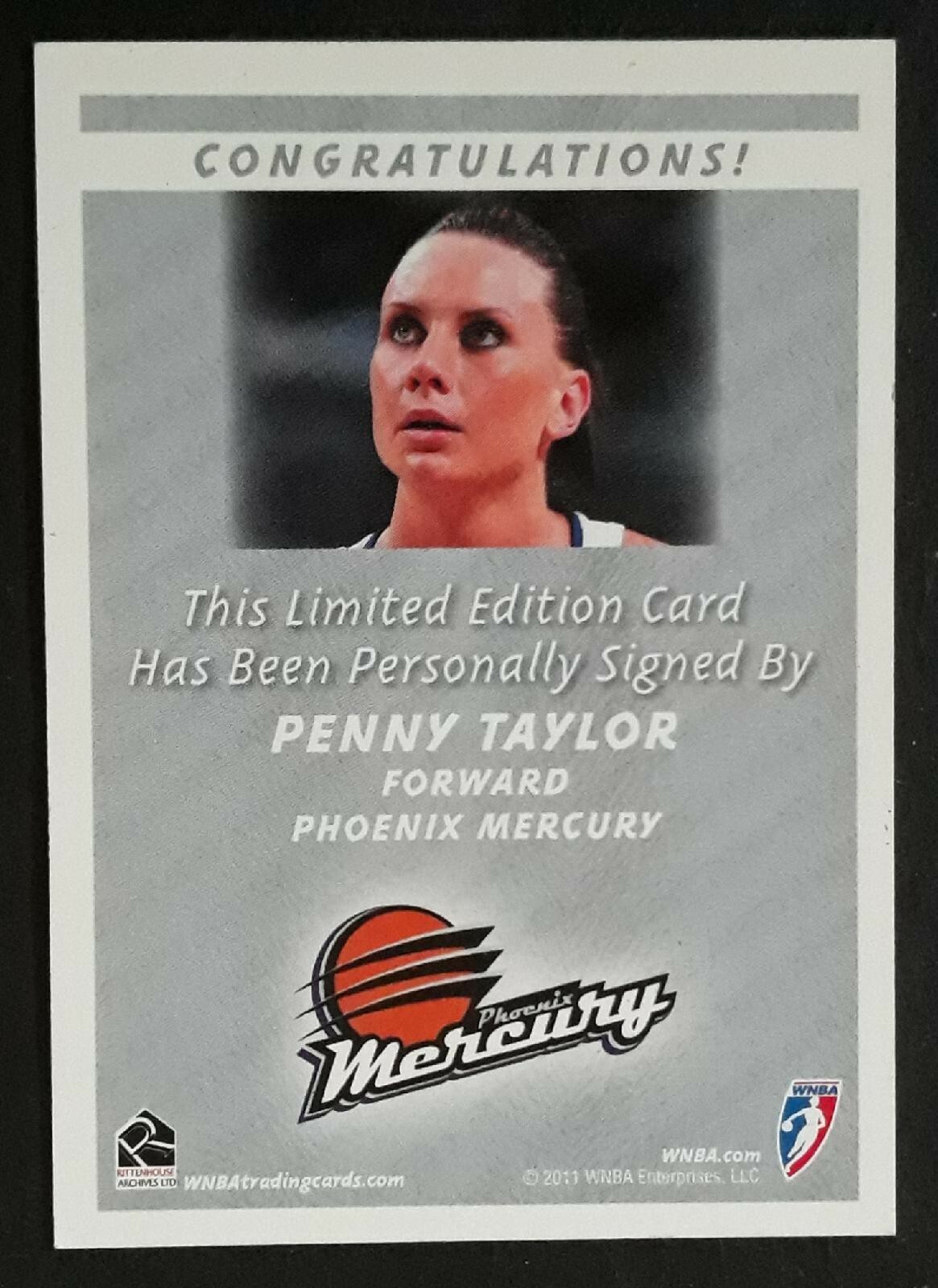 Penny Taylor 2011 WNBA Autograph Card +2008 WNBA Champions Swatch#099/ ...
