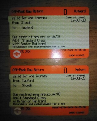 GWR tickets off-peak return standard (2nd) class Slough Twyford 2023 ...