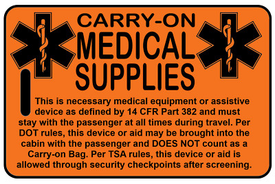 Personalized Safety Orange Carry-On Medical Supplies Bag Tag - TSA | eBay