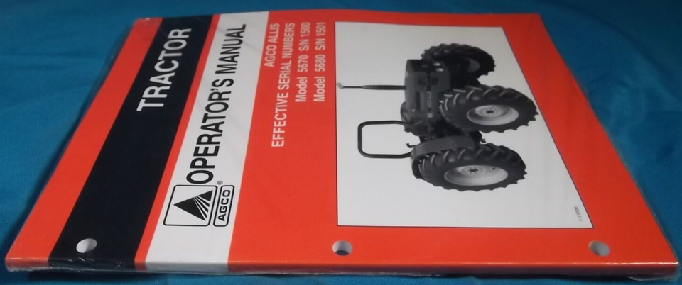 AGCO ALLIS 5670 5680 TRACTOR OPERATOR OPERATION & MAINTENANCE MANUAL ...