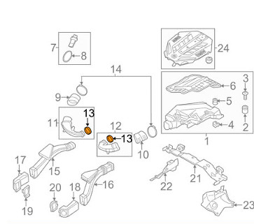 BMW X5 E70 INTAKE AIR CLEANER UPPER DUCT GASKET RING 13718655216 NO ...