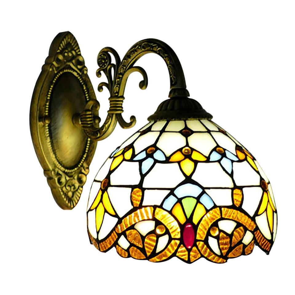 Tiffany Style Wall Light Stained Glass Sconce Bedroom Wall Lamp ...