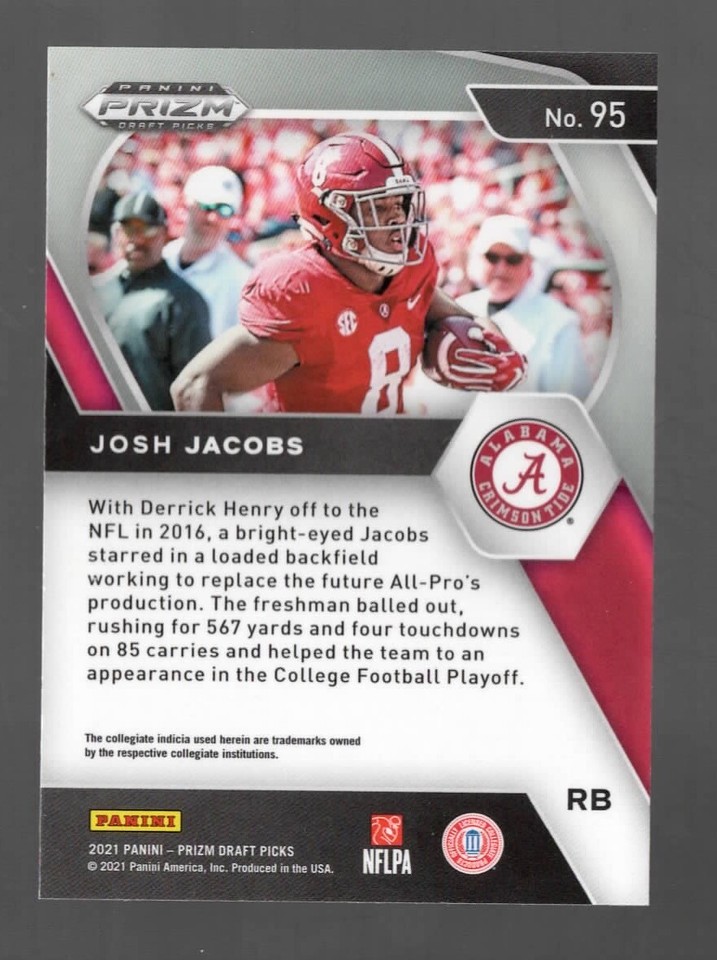 2021 Panini Prizm Draft Picks Collegiate #95 Josh Jacobs NM/Mint | eBay
