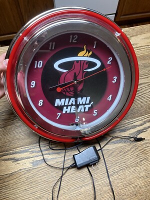 Miami Heat Neon Clock WORKING | eBay