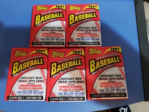 Five Unopened 1991 Topps Baseball Card Wax Packs | eBay