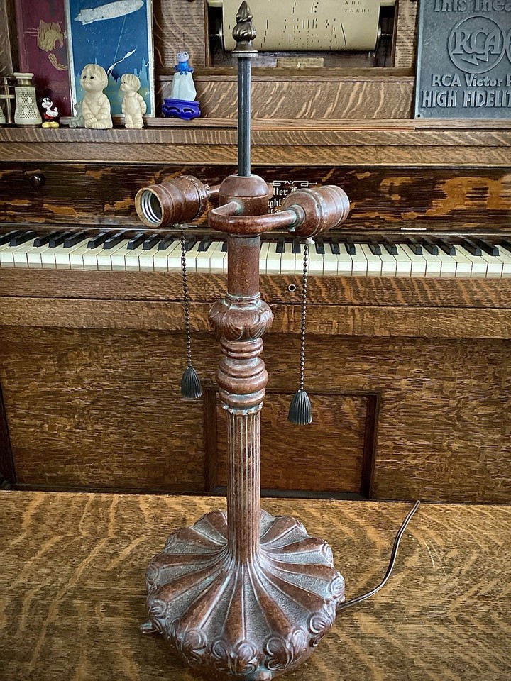 Lamp Base Dual Socket Ornate Pedestal Slotted Feet High End ...
