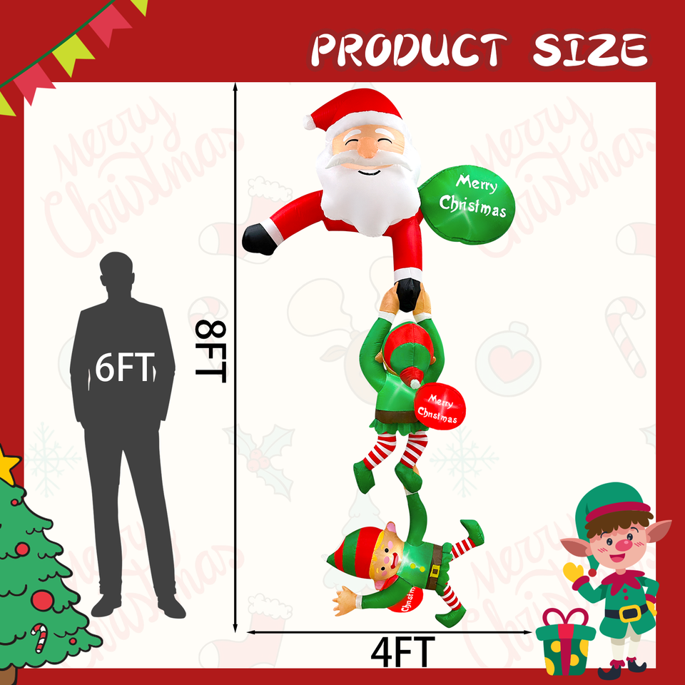 8ft Santa Clause Elves Hanging Christmas Outdoor Inflatable | eBay