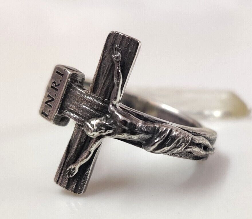 925 Sterling Silver Jesus Crucifix Ring,INRI Ring For Men,Cross Ring ...