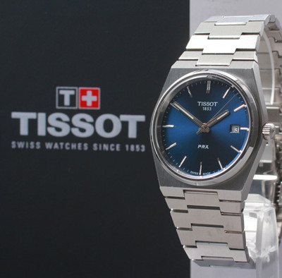 Full Set [Near MINT] Tissot PRX T137410A Date Blue Dial Quartz S.S Mens ...