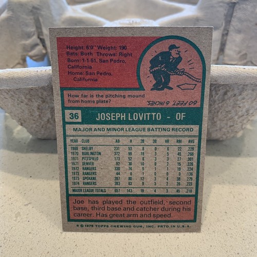 1975 Topps # 36 Joe Lovitto Texas Rangers Baseball Card | eBay