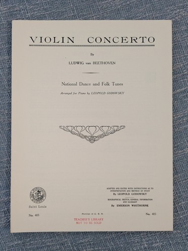 Violin Concerto by Beethoven Arranged by Leo Godowsky (Art Pub Society ...
