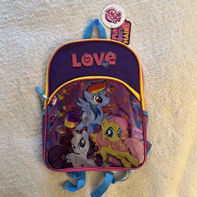 My Little Pony Backpack Pink Purple Hair Tail MLP Kids Girls School ...