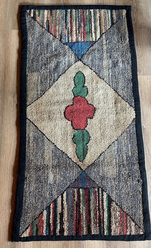 Antique Folk Art Hand Hooked Rug Great for Floor or Table Geometric ...