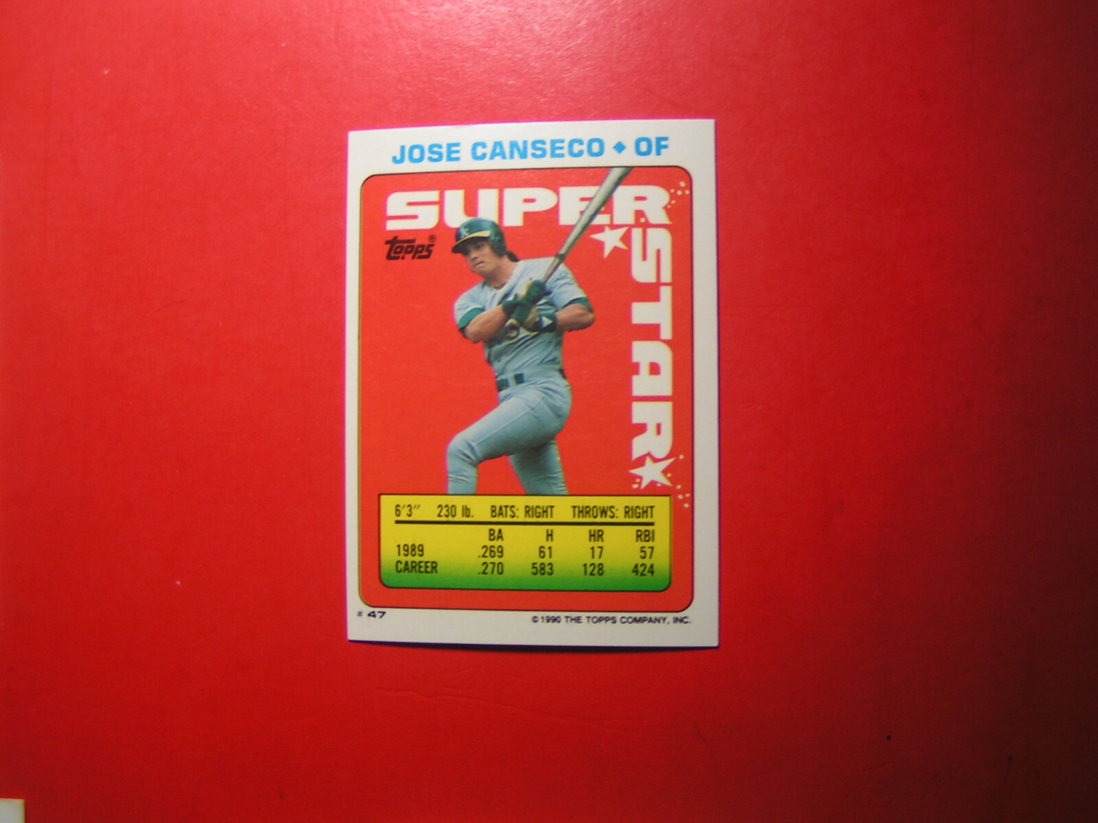 1990 Topps Super Star Mini Lot of 6 baseball cards. Canseco Fisk Gaetti ...